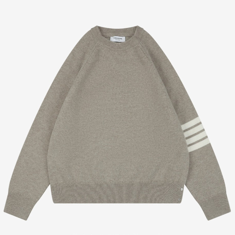 TB 25Fw khaki four bar round neck sweater – My Store